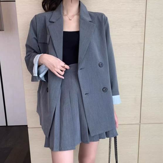 レディース スカート トップス ジャケット スーツ セットアップ チェスター テーラードジャケット ミニ 長袖 ハイネック 切り替えデザイン 中厚手 大人可愛い きれいめ レトロ 個性的 モード 上品