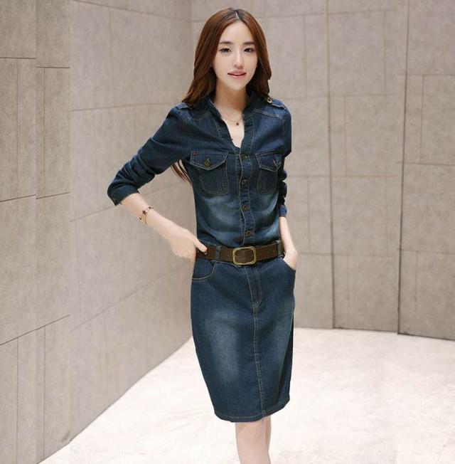 ワンピース タイトスカート 膝丈 ひざ丈 袖あり 長袖 襟付き スリム