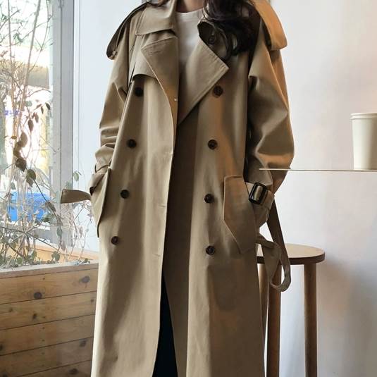 アウター コート トレンチコート ジャケット 上着 ロング丈 袖あり 長付き 襟付き 前開き ウエストベルト ポケット バックシャン かわいい 大人可愛い きれいめ カジュアル 大人 上品 シンプル
