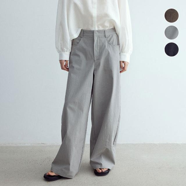 ハイウエスト ワイドパンツ レディース シンプル 通勤 ビジネス オフィス OL オフィスカジュアル ワイドレッグ ゆったり 綿パン コットンパンツ 韓国ファッション コットン