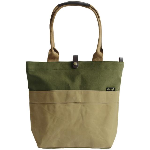 そだてる帆布Grough トートバッグ ベージュ×カーキ パラフィン加工帆布×レザー GRH50100-KH 御祝.お返し,引出物,記念品などのご用途にも好適
