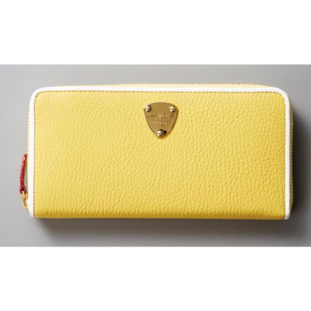 ゴールドファイル LINES ラウンドファスナー長財布f C/ｲｴﾛｰ×ﾎﾜｲﾄ GP57113