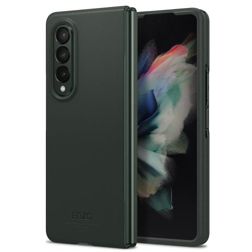 Spigen Galaxy Z Fold3 ケース [ SC-55B | SCG11 ] 超薄型 超軽量 傷防止 ディテール設計 レザー ワイヤレス充電対応 エンツォ エンツォ ACS03669 (クラシック・グリーン)