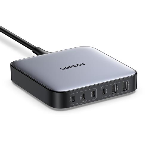 UGREEN Nexode 200W 充電器 6ポート 卓上多ポート急速充電器 USB-C×4 USB-A×2 ダブルGaNIII(窒化ガリウム)採用 全ポートPD3.0対応 単ポート100W高出力 PSE技術基準適合 ノートPC三台急速充電対応 iPhone16-8/Galaxy S23-10シリーズ Android Xperia/AQUOS/Arrows/Pixel 対応