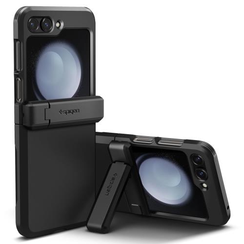 Spigen Galaxy Z Flip5 ケース スタンド付き 3重構造 [TPU + PC + XRD] 米軍MIL規格取得 ヒンジ保護 背面保護 全面保護 耐衝撃 カメラ保護 画面保護 傷防止 衝撃 吸収 Qi充電 ワイヤレス充電対応 ギャラクシー Z フリップ 5 タフ・アーマー ACS06227 (ブラック)