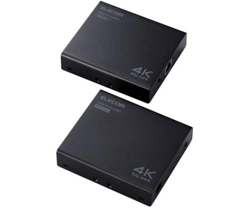 エレコム HDMIエクステンダー （4K60Hz対応) 最大70mの延長 長距離伝送 HDMI2.0b対応 HDCP 2.2対応 PoE対応 数台のディスプレイへの接続も可能 18Gbps メタル VEX-HD4KP1001A