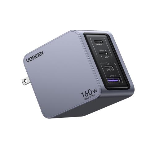 UGREEN Nexode Pro 充電器 160W 3ポート 単ポート140W 新生代GaNInfinity?チップ＋UGREEN独自Airpyra技術PD急速充電器 USB-C*2とUSB-A*1 PD3.0/QC4+対応 折畳み式プラグ ノートPC/iPad/iPhone16/Galaxy S24/Pixel8/XPeria5以降対応 galaxy超急速充電45W対応 PSE技術基準適合
