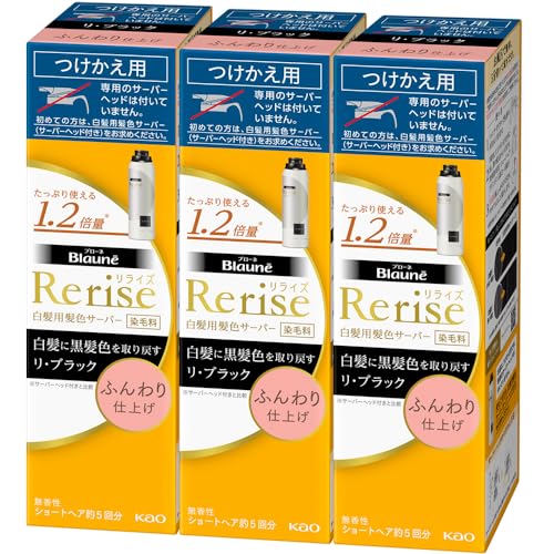 ブローネ　ナチュリラ 3点セット白髪用髪色サーバー リ・ブラック (自然な黒さ) ふんわり仕上げ 男女兼用 つけかえ用 190g×３個