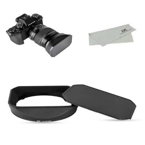 JJC メタル 正方形 レンズフード + フードキャップ Fujifilm XF 16-55mm f/2.8 R LM WR レンズ 用 Ф77mm保護フィルター 装着可能 アルミニウム合金製