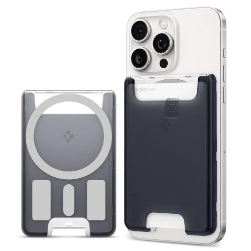 [Spigen] MagSafe対応 カードケース 最大 3 枚 iMacデザイン マグネット搭載 iPhone 15, iPhone 14, iPhone 13, iPhone 12 対応 マグネット スマホ カードケース マグネット付着 交通系 ICカード クラシック・C1 AFA07398 (グラファイト)