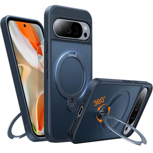 カチッ！2024新開発・安定性TORRAS Google Pixel 9/9 Pro 用 ケース MagSafe対応 縦横両対応 強磁力リング マグネット搭載 高耐久性 黄変防止 ワイヤレス対応 米軍規格 耐衝撃 指紋防止 UPRO Ostand Spin ブラック