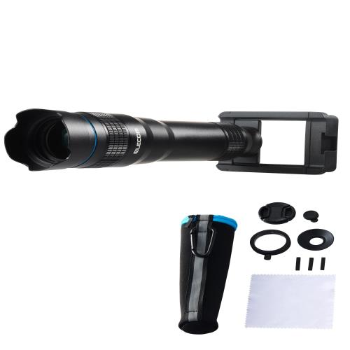 エレコム スマホ 望遠レンズ 16倍 16× 外付け 挟むだけ FMC加工 ケラレ現象軽減 レンズキャップ付き 収納ポーチ付属 iphone P-SLZ16XBK