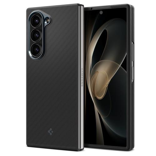 Spigen Galaxy Z Fold 6 ケース 先端素材 強力保護 超軽量 アラミドパターン ワイヤレス充電対応 エアー・スキンアラミド ACS08856(ブラック)