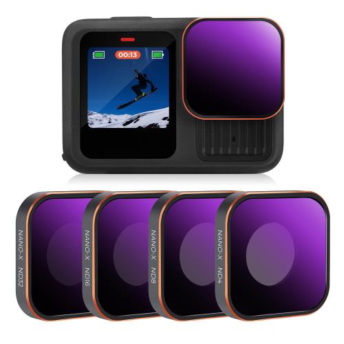 KF Concept Go Pro 13/12/10/9用NDフィルターセット(ND4+ND8+ND16+ND32) NDフィルター 減光フィルター 減光量調整 レンズ保護 AGC光学ガラス 高透過率 プロテクトフィルター 28層ナノコーティング 撥水防汚 装着簡単