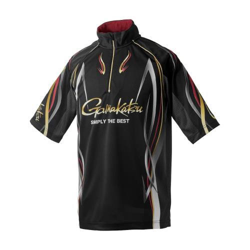 がまかつ(Gamakatsu) 2WAY プリントジップシャツ (半袖) ブラック/レッド M GM3735