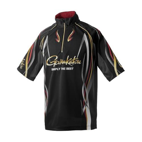 がまかつ(Gamakatsu) 2WAY プリントジップシャツ (半袖) ブラック/レッド L GM3735