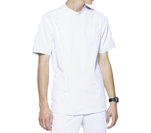 [ミズノ] スクラブ・白衣 ケーシージャケット シンプル 兼用 吸汗速乾 [制菌/制電/透防止] 制服 医療 介護 白衣 メディカル リハビリ 歯科 整体院 整骨院 鍼灸院 全8サイズ 全3色 MZ0069 メンズ C-1 ホワイト M