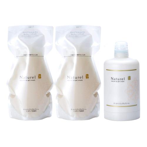 ナチュレルSP ゲルクリーム PLUS エコツインセット 詰替用550g×2 空のエコボトル付き 9種類のサンプルセット付