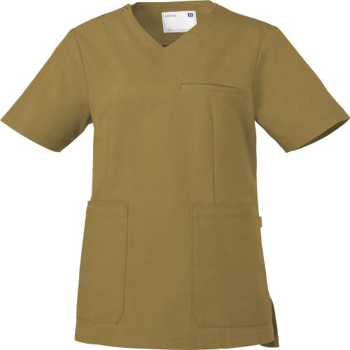 [ユナイト] 女性用医療スクラブ 医療 スクラブ 女性 動きやすい 抗菌 ストレッチ S~3L 全5色 メディカル 介護 看護師 制服 UN0070 C-72 シナモンベージュ