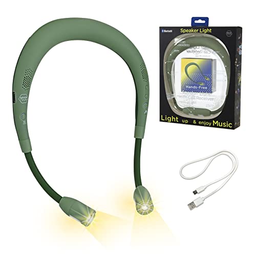 SPICE OF LIFE(スパイス) LED ネックライト スピーカーライト with コールレシーバー カーキ ウォーキングライト ハンズフリー通話 首掛けスピーカー ウェアラブル ワイヤレス 充電式 点滅点灯 Bluetooth WSL100KH