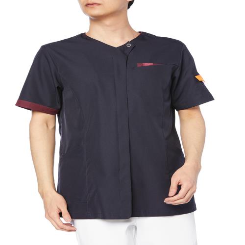 [ジップスクラブ]男女兼用 背中がニットで動きやすくて涼しいスクラブ 白衣7083SC 日勤夜勤対応