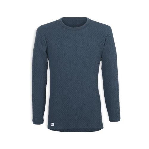 [ひだまり] 紳士用 チョモランマ 長袖 丸首 シャツ 防寒インナー あったか肌着 [サピウム] [3重構造] M ネイビー [QMS921]