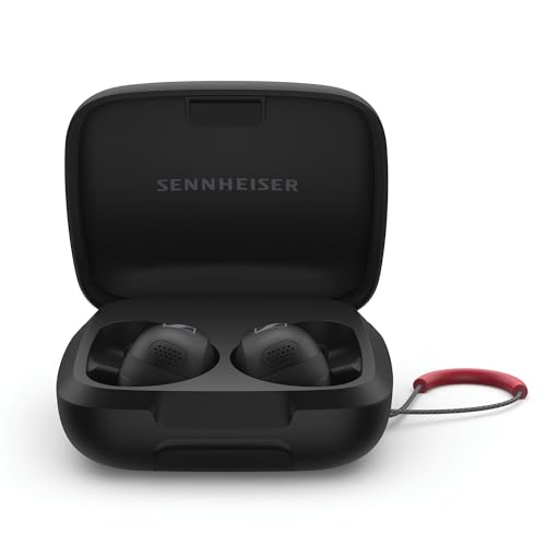 ゼンハイザー Sennheiser ワイヤレスイヤホン MOMENTUM Sport ブラック 高性能ドライバー 24時間再生 ハイブリッドアダプティブノイズキャンセリング 外音取り込み機能 bluetooth 5.2 IP55 スポーツ用イヤホン 心拍数 体温測定