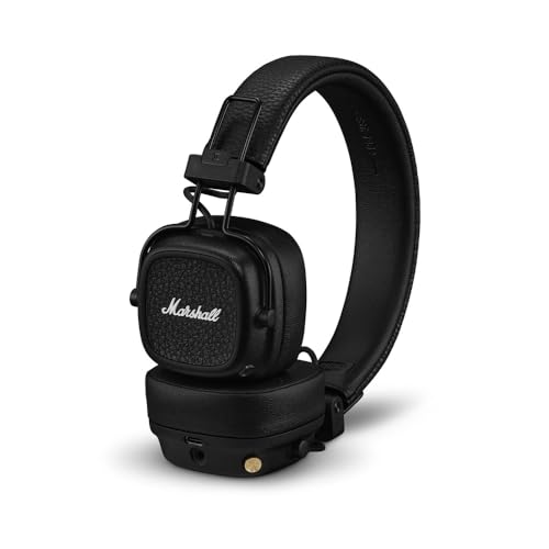 Marshall ワイヤレスオンイヤーヘッドホン Major V ブラック Bluetooth / 連続再生100時間 / Qi充電対応/通話対応 国内正規品