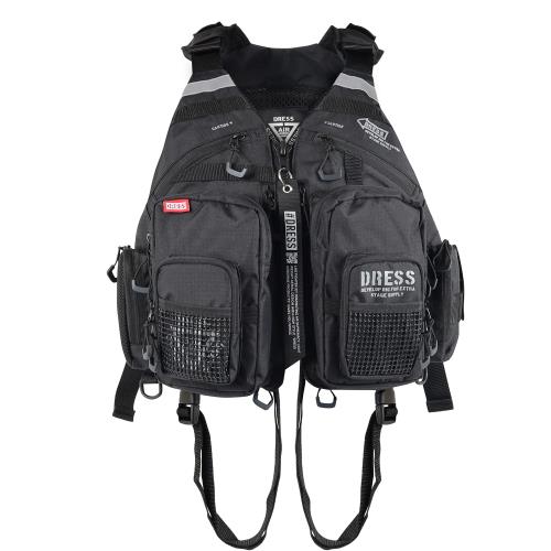 ドレス(DRESS) ライト ゲームベスト AIRBORNE ブラック 釣り ライフジャケット 救命胴衣 超軽量 収納 多機能 通気性 fishing 胴長 ウェーディング ワンサイズ