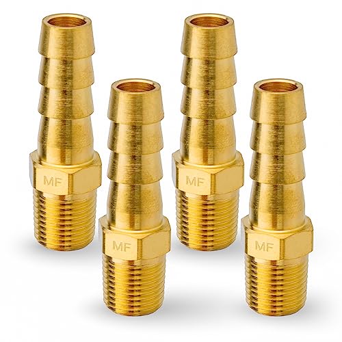 MAACFLOW 真鍮有刺ホース継手 5/16インチホースIDバーブ x 1/8インチオスNPTアダプターカプラーコネクタ (4個パック)