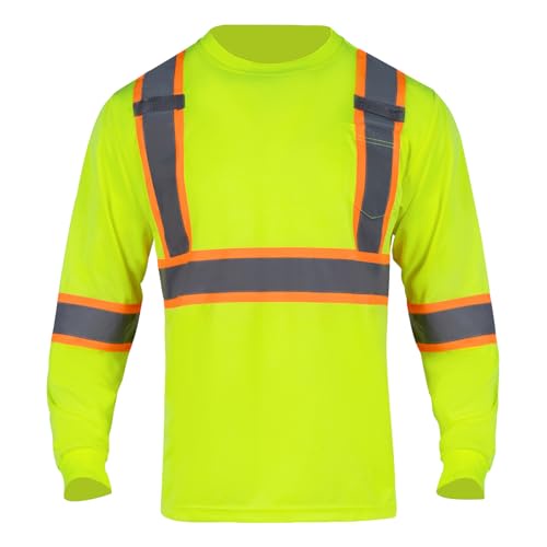 メンズ クラス 2 Hi Vis シャツ 安全長袖Tシャツ US サイズ: Small カラー: イエロー