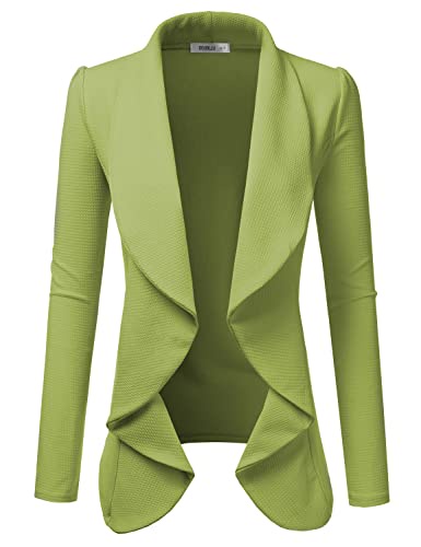 Doublju 女性用 オープンフロント式 クラシカルドレープブレザー （大きいサイズあり） US サイズ: Medium カラー: グリーン