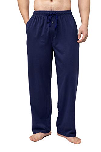 Bintangor メンズ パジャマ スリープパンツ コットン100% ニット 伸縮性ウエストバンド ラウンジウェア ロング US サイズ: Medium カラー: ブルー