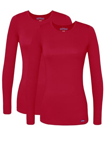 Sivvan レディース 快適長袖Tシャツ/アンダースクラブTシャツ 2枚パック US サイズ: X-Large カラー: レッド