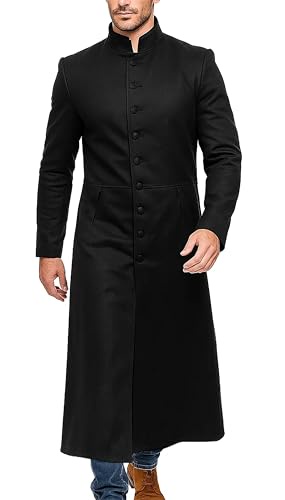 メンズ ブラック ロング丈 ゴシック トレンチレザー マトリックスコート US サイズ: Medium カラー: ブラック