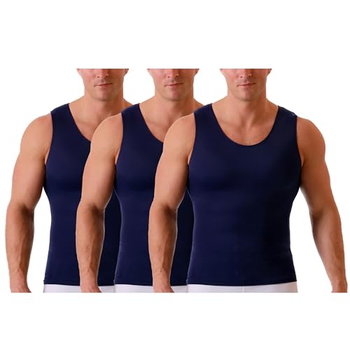 Insta Slim メンズ 圧縮シャツマッスルタンクトップ - スリミングボディシェイパーアンダー - 3パック