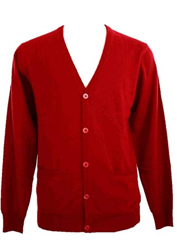 Shepheメンズカーディガンボタン留めカシミアセーター, ダークレッド, X-Large