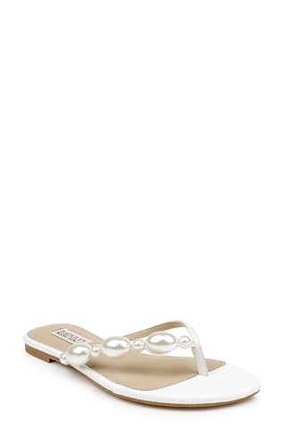 Badgley Mischka レディース Dyana ビーチサンダル, ホワイトレザー, 25.0 cm
