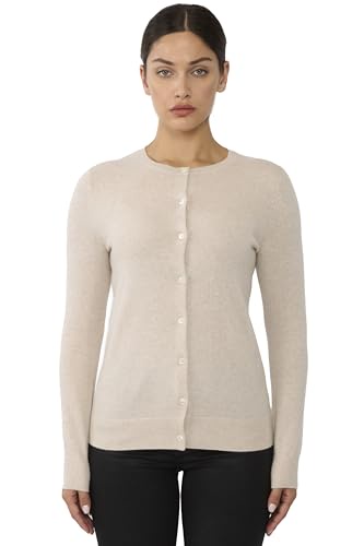 JENNIE LIU レディース 100% カシミア ボタンフロント 長袖 クルーネック カーディガン セーター US サイズ: X-Small カラー: ブラウン