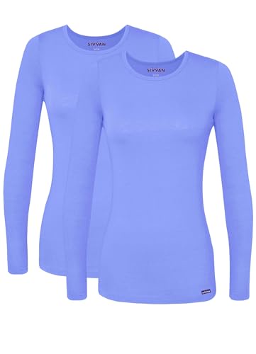Sivvan レディース 快適長袖Tシャツ/アンダースクラブTシャツ 2枚パック US サイズ: Large カラー: ブルー