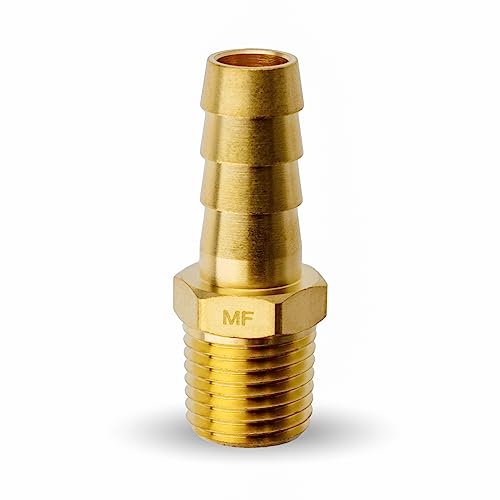 MAACFLOW 真鍮ホース継手 3/8インチホースIDバーブ x 1/4インチオスNPTアダプター (1パック)