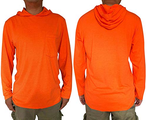NY GOLDEN FASHION 高視認性 綿混 Tシャツ 長袖 安全構造 作業シャツ フード付き US サイズ: X-Large カラー: オレンジ