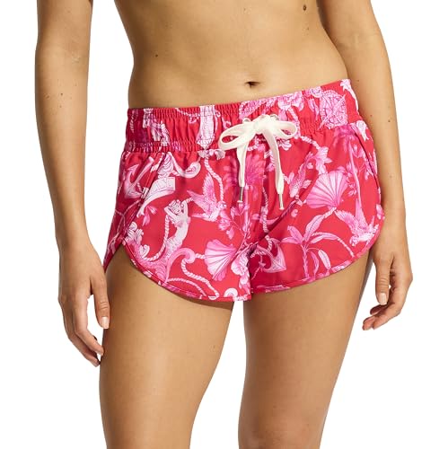 Seafolly レディース プリントショート丈ボードショーツ ゴムウエスト, Ahoy Chilli Red, Large
