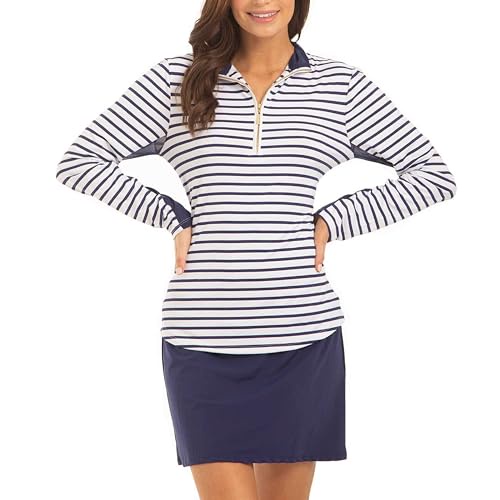 Cabana Life Performace ジップトップ, エッセンシャル ネイビー ストライプ, Small
