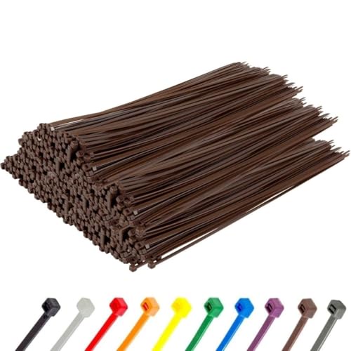 GTSE 14インチ ブラウン 高耐久ジップタイ 1,000バルクパック 120ポンド 耐紫外線ナイロンケーブルタイ セルフロック14インチタイラップ