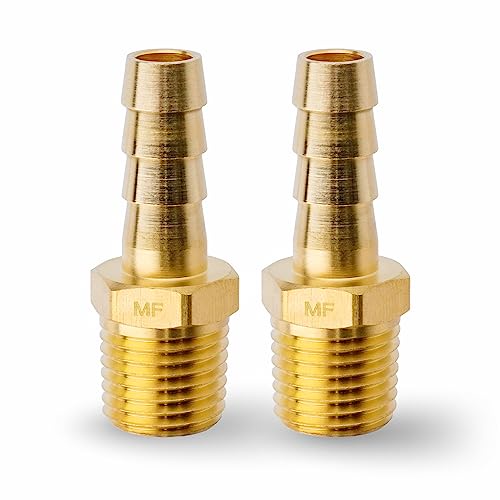 MAACFLOW 真鍮 1/4インチ オス NPT - 5/16インチ ホース ID バーブ (スレッドOD 0.4インチ) 有刺鉄線継手アダプターコネクタ(2個パック)