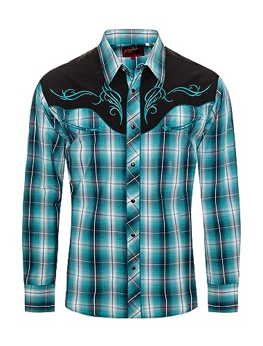 Rodeo Clothing メンズ 刺繍入り ウエスタン風 長袖 ボタンダウンドレスシャツ US サイズ: Small