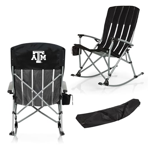 PICNIC TIME NCAA Texas A&M Aggies アウトドア ロッキングキャンプチェア XL 高耐久 キャンプチェア 大人用 (ブラック)