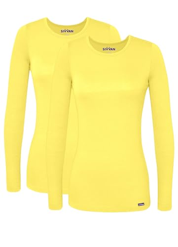 Sivvan 2パック レディース 快適 長袖 Tシャツ/アンダースクラブT