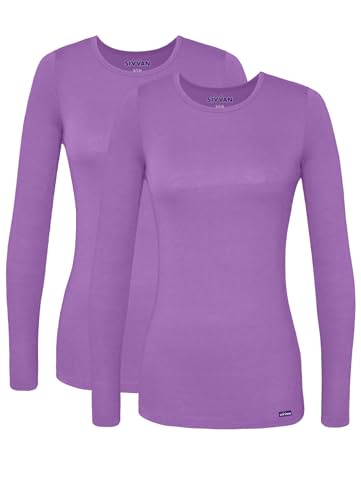 Sivvan レディース 快適長袖Tシャツ/アンダースクラブTシャツ 2枚パック US サイズ: Small カラー: パープル